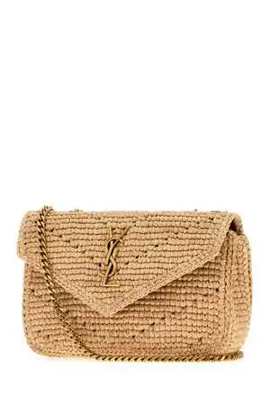 Saint Laurent Raffia Mini Loulou Shoulder Bag - Brown