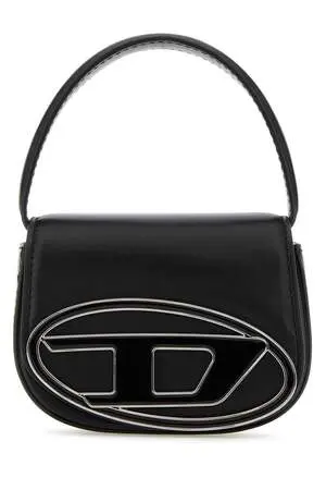 DIESEL® 1dr Xs Leather Handbag With Silver Tone Logo - Black