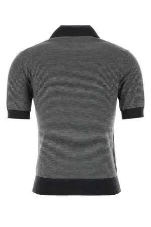 Miu Miu Embroidered Cashmere Blend Polo Shirt