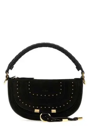 Chloé CHLOE Suede Mini Marcie Shoulder Bag Black