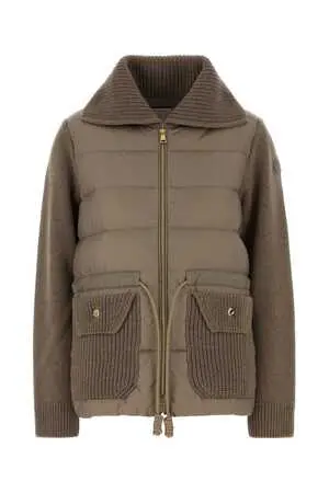 Moncler Dove Grey Wool Blend Cardigan - Gray
