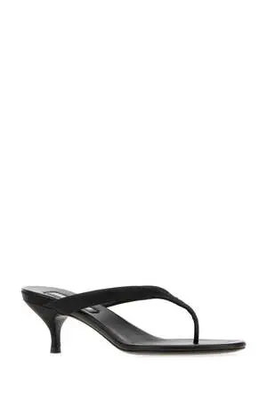 Miu Miu Satin Thong Slippers - Black