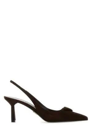 Prada Suede Slingback Pumps - Brown