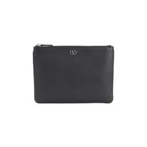Valentino Garavani Grained Leather Pouch With Vlogo Signature - Black