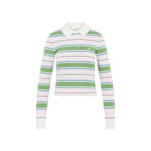 Celine Striped Cotton Polo Knit Sweater - Green