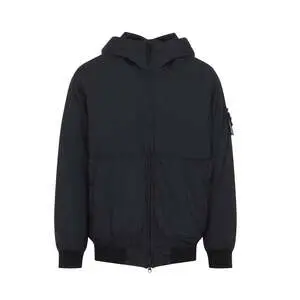 Stone Island Technical Fabric Hooded Bomber Jacket - Blue