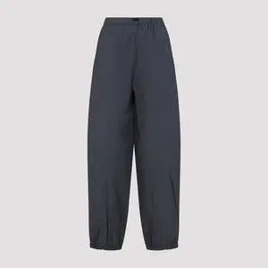 Prada Wool Pants With Elasticated Cuffs And Drawstring Waistband - Blue