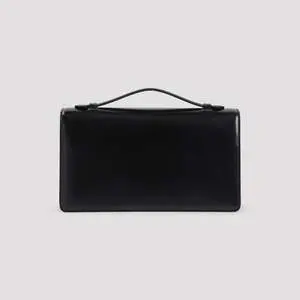 Celine Medium Triomphe Folio In Calfskin - Black