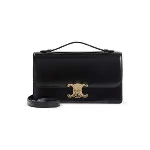 Celine Medium Triomphe Folio In Calfskin - Black