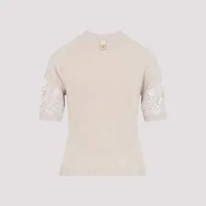 Alberta Ferretti Knit T-shirt With Lace Inserts