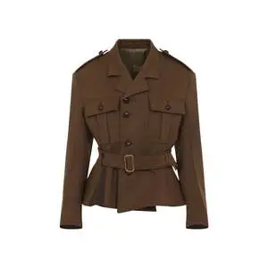 Celine Peplum Wool Jacket - Brown
