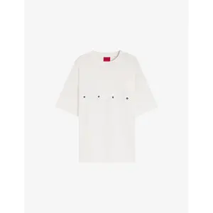 Hugo Brand-print Oversized-fit Cotton-jersey T-shirt - Natural
