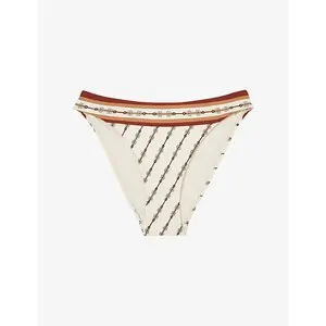 REISS Johannah Chain-print Fixed-side Bikini Bottoms