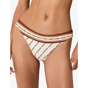 REISS Johannah Chain-print Fixed-side Bikini Bottoms
