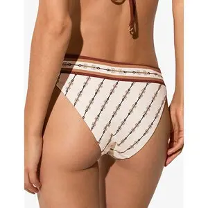 REISS Johannah Chain-print Fixed-side Bikini Bottoms