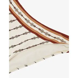 REISS Johannah Chain-print Fixed-side Bikini Bottoms