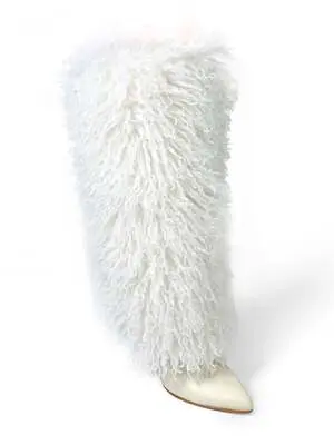 Frederick's Of Hollywood Kiki Pointed Toe Fluffy Boot