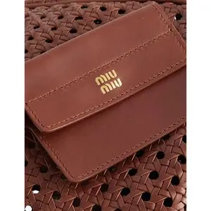 Miu Miu Wander Woven Leather Top-handle Bag