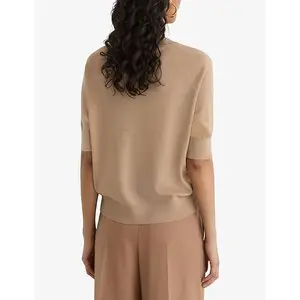 REISS Evelyn Funnel-neck Merino Wool T-shirt