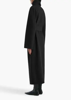 Khaite Romare Wrap Coat In Seasonless Wool - Charcoal