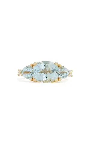 Jamie Wolf Oval 18k Yellow Gold Aquamarine And Diamond Ring - Blue