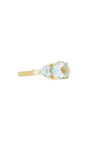 Jamie Wolf Oval 18k Yellow Gold Aquamarine And Diamond Ring