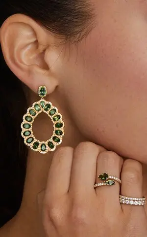 Jamie Wolf 18k Yellow Gold Pear Shape Tourmaline And Diamond Earrings