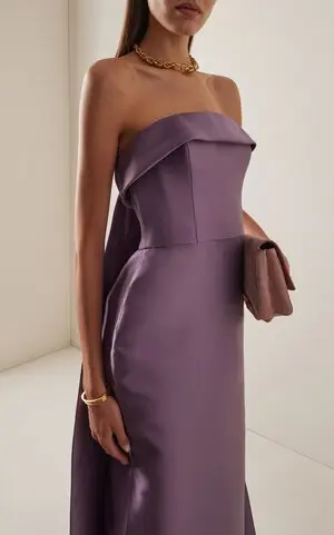 Amsale Strapless Column Gown With Overskirt