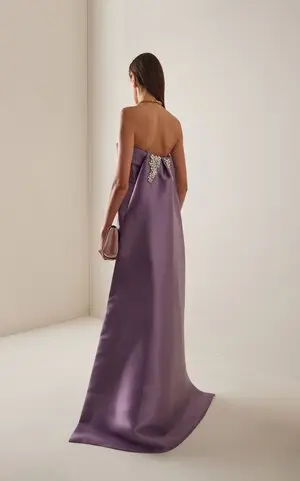 Amsale Strapless Column Gown With Overskirt