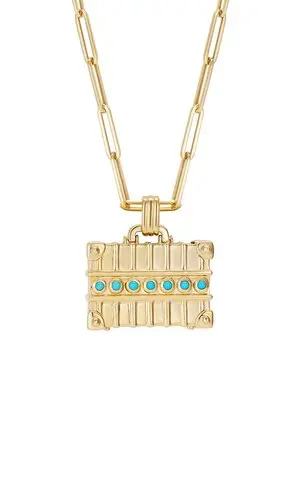 NEVERNOT Out Of Office 14k Yellow Gold Necklace - Blue