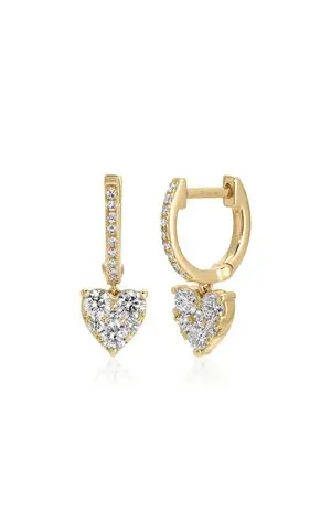 Ef Collection 14k Yellow Diamond Heart Mini Huggie Earrings - Gold