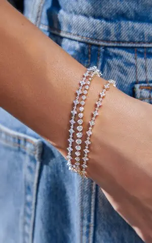 Ef Collection Fleur 14k Yellow Diamond Eternity Bracelet