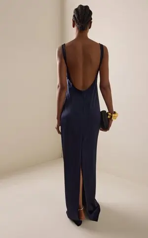 Amsale Satin Open Back Slip Gown