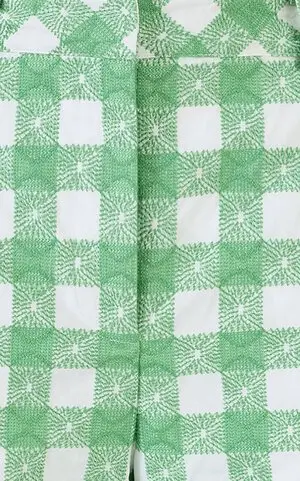 Rosie Assoulin Easy Does It Embroidered Gingham Pants