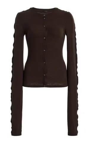 BIRROT Line Poplin Cardigan - Brown