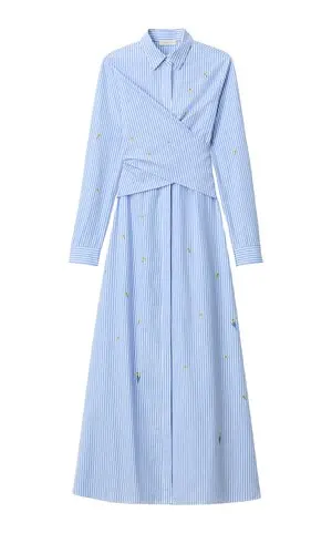 Lafayette 148 New York Embroidered Cotton Shirt Dress