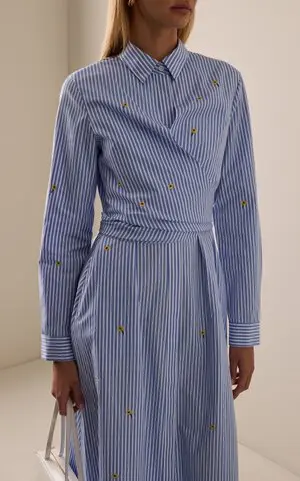 Lafayette 148 New York Embroidered Cotton Shirt Dress