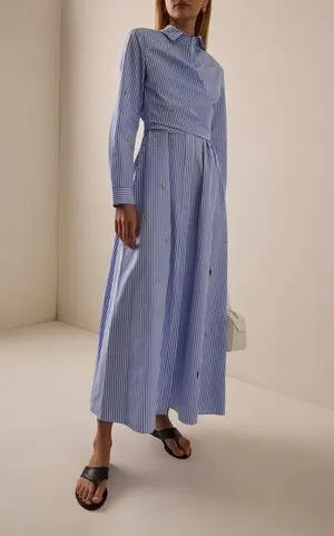 Lafayette 148 New York Embroidered Cotton Shirt Dress