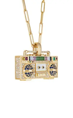 NEVERNOT 14k Yellow Gold Boombox Pendant Necklace