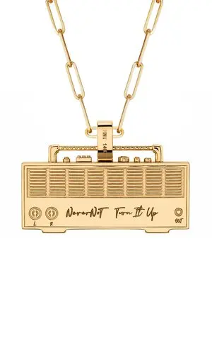 NEVERNOT 14k Yellow Gold Boombox Pendant Necklace