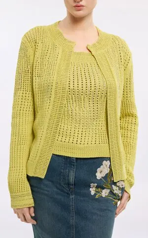 Elie Saab Mixed Knit Cotton-blend Cardigan