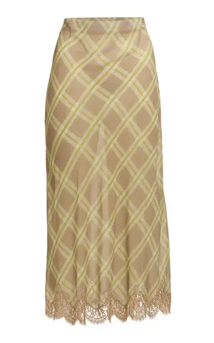Elie Saab Silk Midi Skirt - Plaid