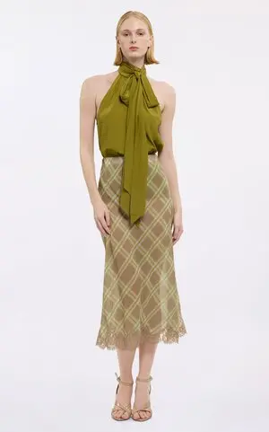 Elie Saab Silk Midi Skirt