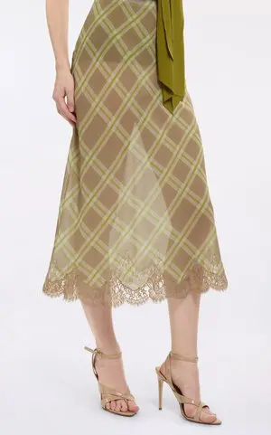 Elie Saab Silk Midi Skirt