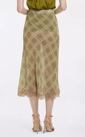 Elie Saab Silk Midi Skirt