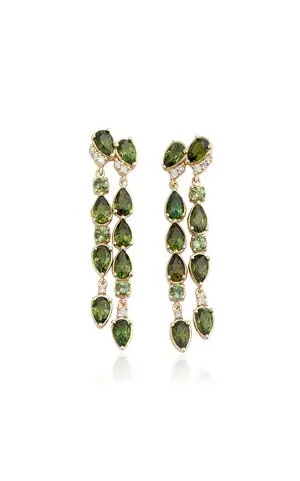 Jamie Wolf 18k Yellow Gold Tourmaline And Diamond Drop Earrings - Green