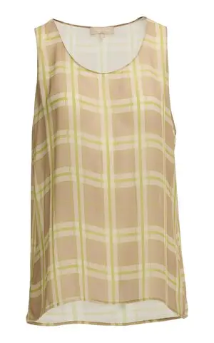 Elie Saab Silk Tank Top - Plaid