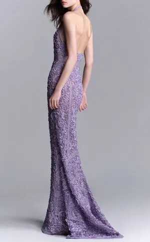 Elie Saab Embroidered Silk-blend Gown