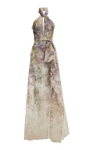 Elie Saab Floral-applique Organza Gown - Multi