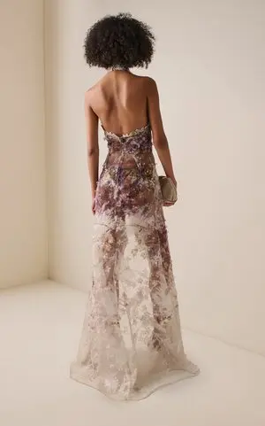 Elie Saab Floral-applique Organza Gown